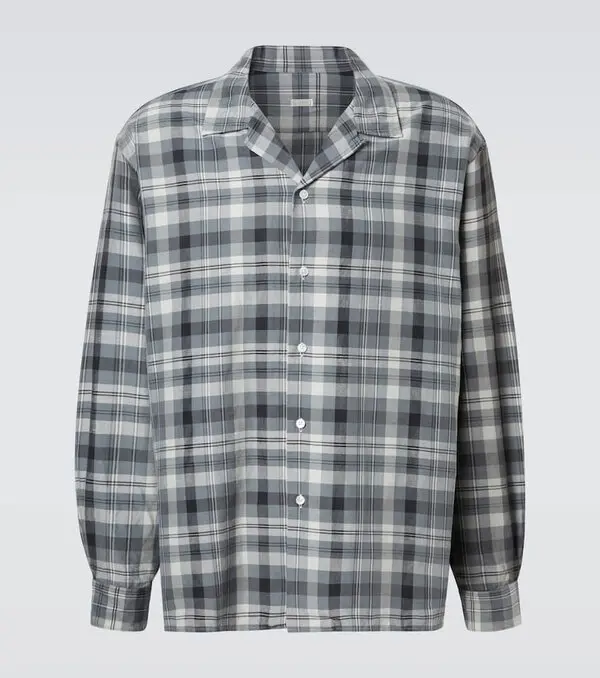 A.PRESSE Checked Silk And Linen Shirt - Blue