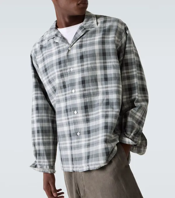 A.PRESSE Checked Silk And Linen Shirt