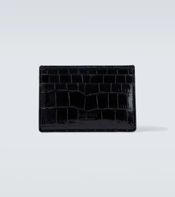 TOM FORD Croc-effect Leather Card Holder - Black