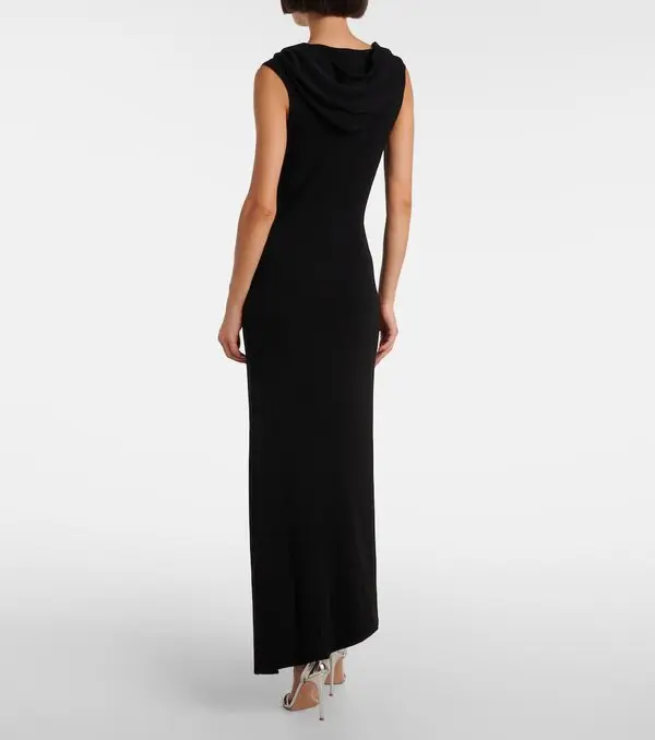 MUGLER Asymmetrical Jersey Gown With Hood