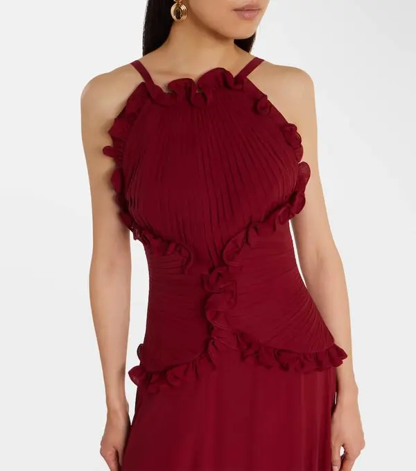 Elie Saab Ruffled Silk Georgette Gown
