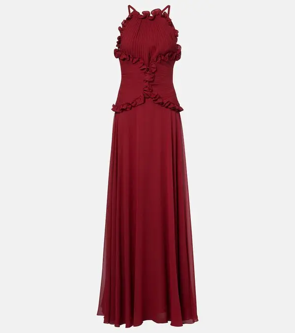 Elie Saab Ruffled Silk Georgette Gown