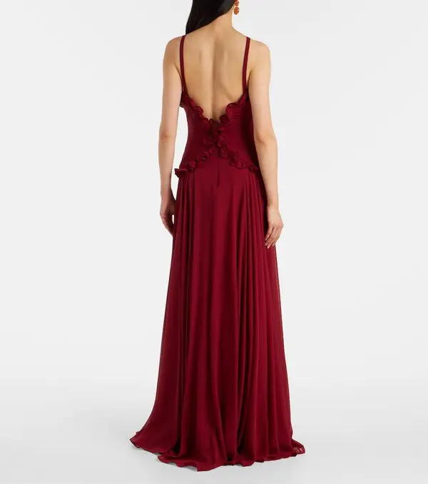 Elie Saab Ruffled Silk Georgette Gown