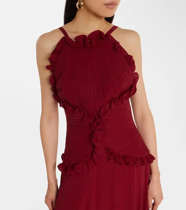 Elie Saab Ruffled Silk Georgette Gown