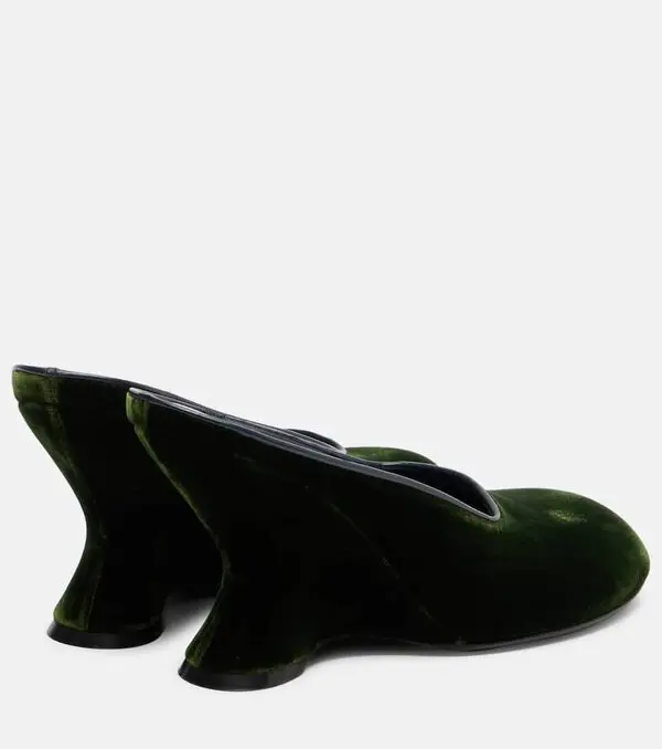 Dries Van Noten 95 Velvet Wedges - Green
