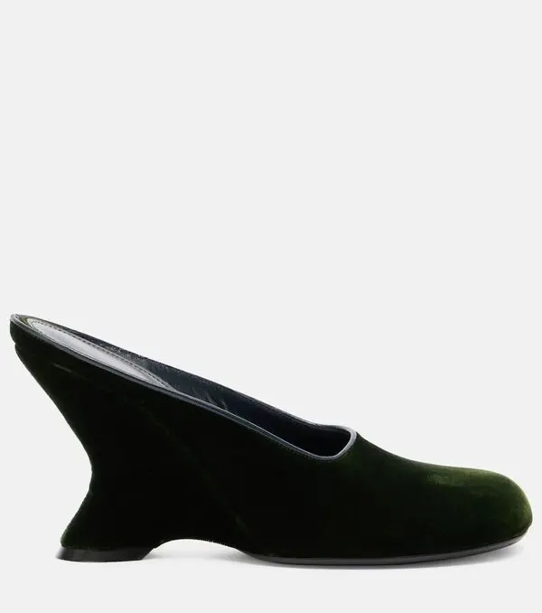 Dries Van Noten 95 Velvet Wedges - Green