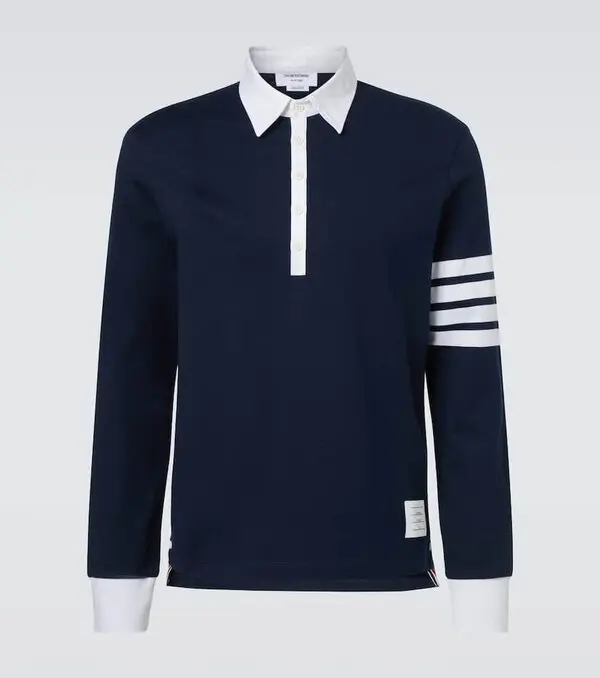 Thom Browne 4-bar Cotton Jersey Polo Sweater