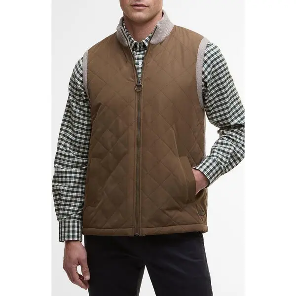 Barbour Shoveler Mixed Media Vest - Stone