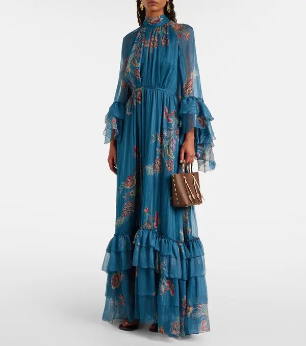 Etro Paisley Silk Chiffon Gown
