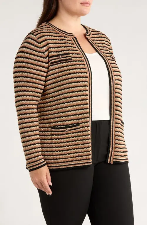 Anne Klein Striped Knit Cardigan