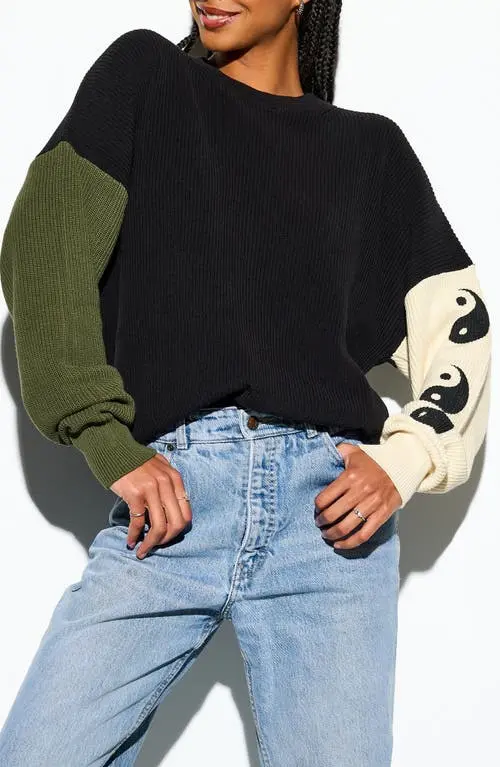 Spiritual Gangster Ying Yang Crewneck Sweater - Black Multi