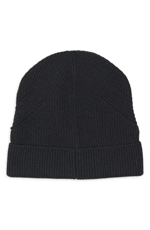Moncler Logo Patch Virgin Wool Beanie - Black