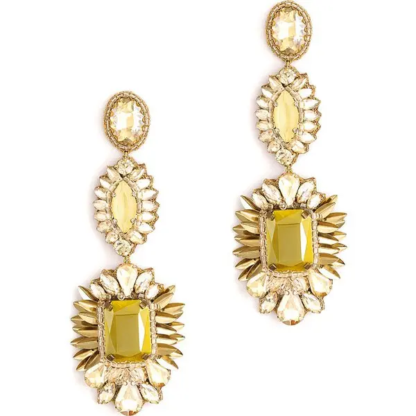 Deepa Gurnani Klara Beaded Crystal Drop Earrings - Yellow