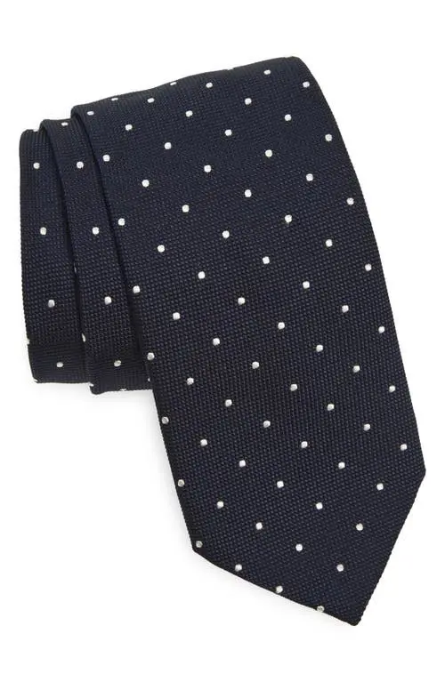 BOSS Neat Dot Silk Standard Neck Tie - Dark Blue