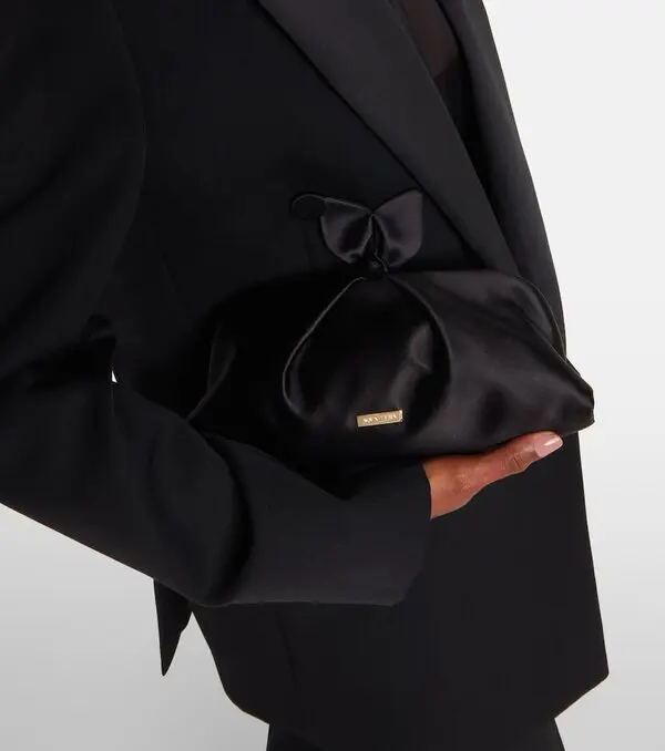 AQUAZZURA Bow Tie Small Satin Clutch
