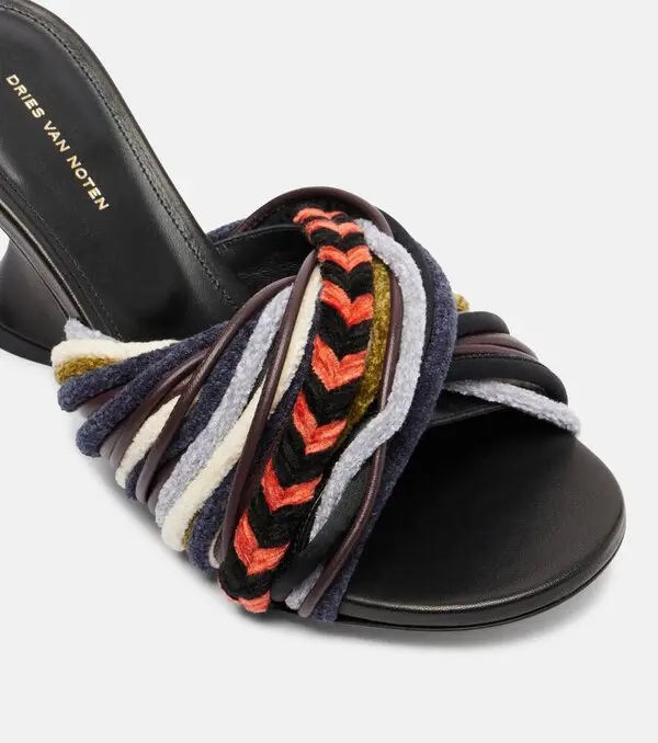 Dries Van Noten 75 Braided Wedge Mules - Black