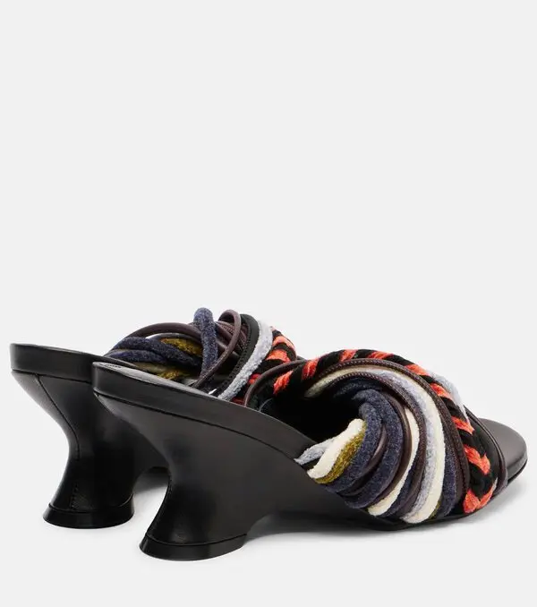 Dries Van Noten 75 Braided Wedge Mules - Black