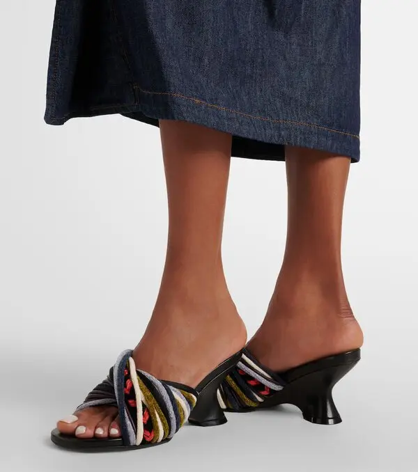 Dries Van Noten 75 Braided Wedge Mules - Black