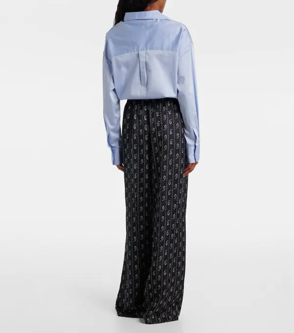 Tory Burch Paisley Jacquard Wide-leg Pants - Blue