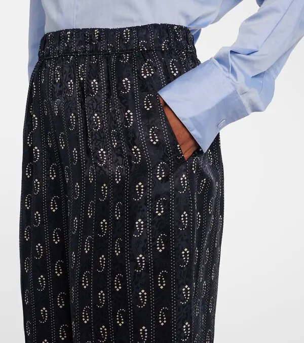 Tory Burch Paisley Jacquard Wide-leg Pants - Blue