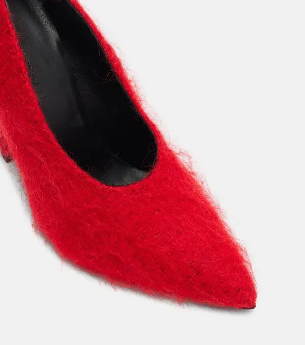Magda Butrym Felt Pointed Toe Pumps - Red
