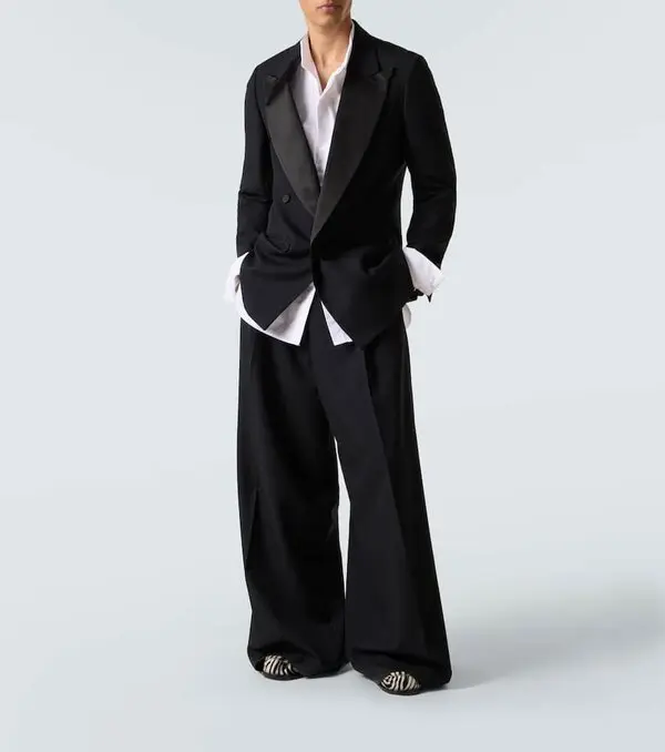 Dries Van Noten Double-breasted Wool And Silk Suit Jacket