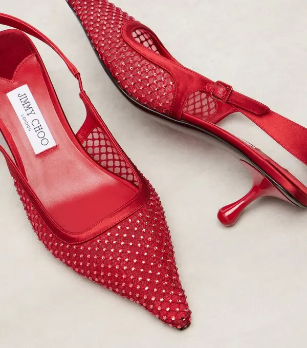 JIMMY CHOO Amel 50 Embellished Slingback Pumps