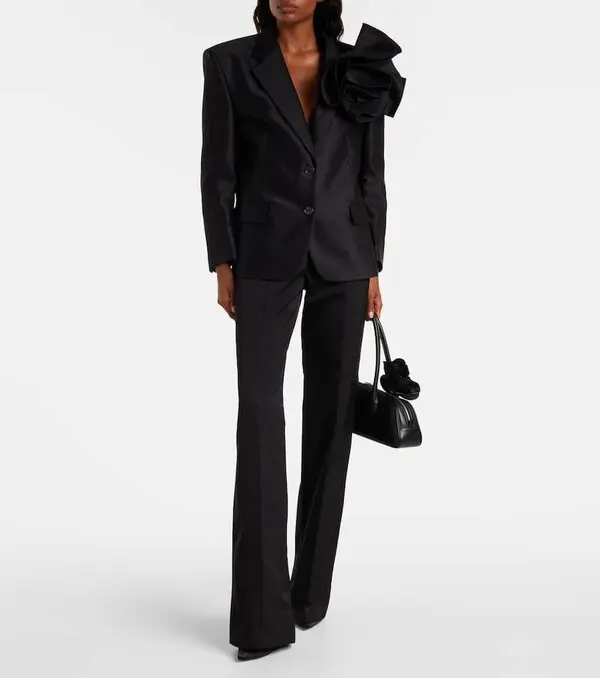 Magda Butrym Floral-appliqué Cotton Blazer