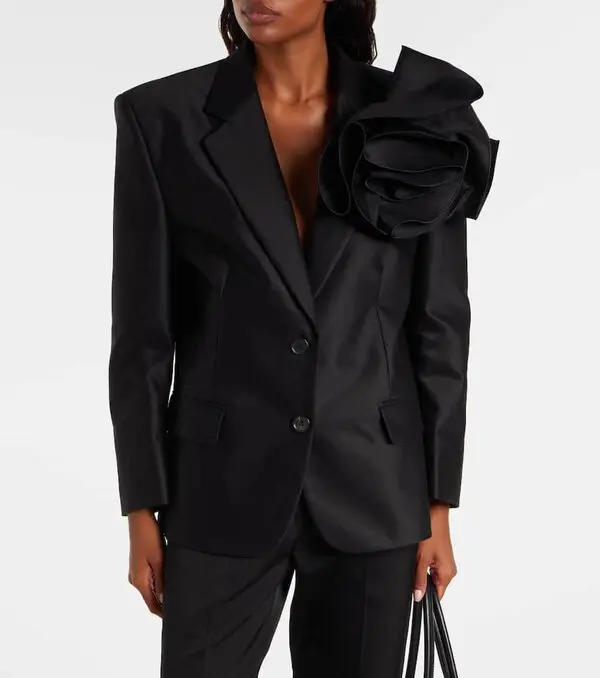 Magda Butrym Floral-appliqué Cotton Blazer