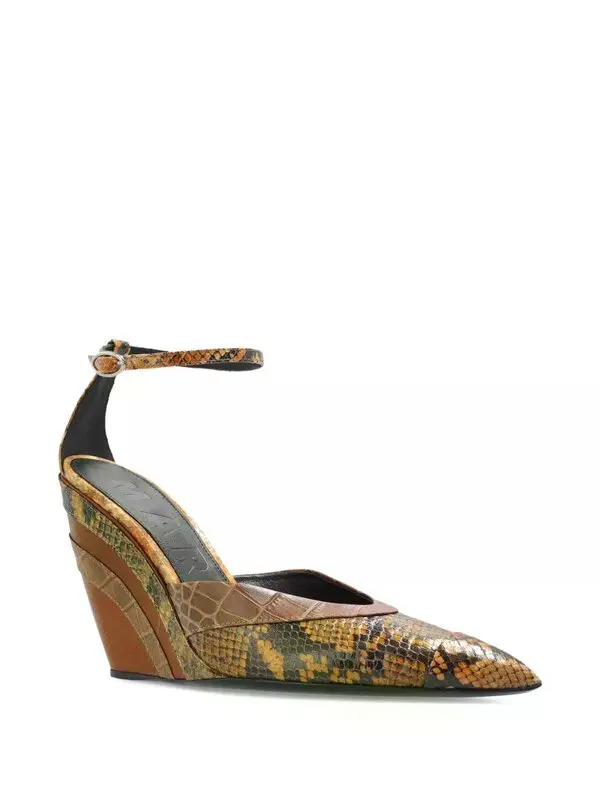 Marni 110mm Snakeskin-panel Wedge Trainers
