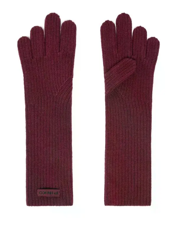 Pinko Ribbed Gloves - Red