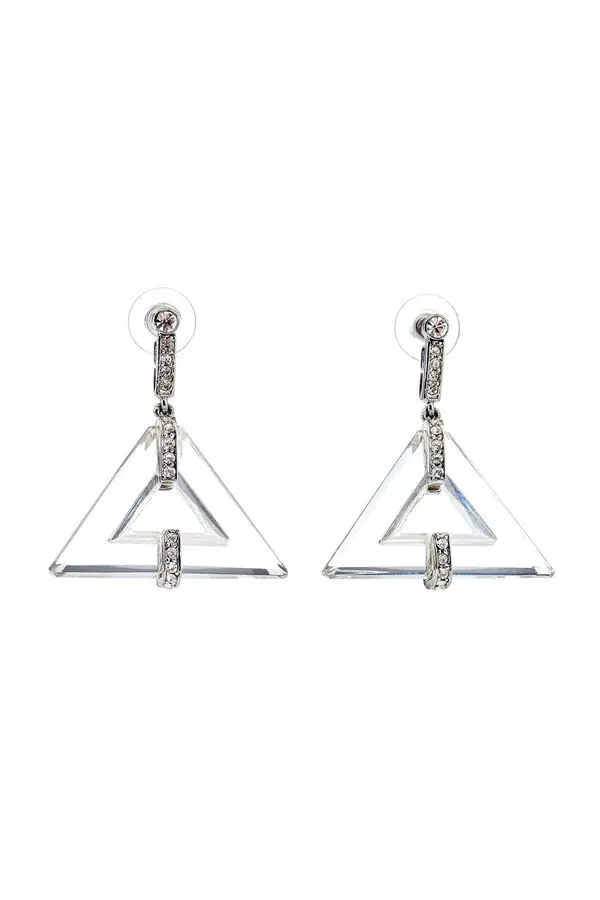KENNETH JAY LANE Vintage Triangle Drop Pierced Earrings - Natural