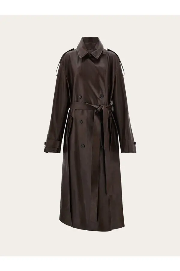 FERRAGAMO Nappa Leather Trench - Natural