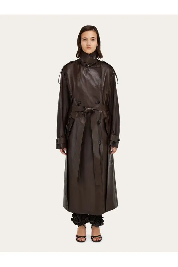FERRAGAMO Nappa Leather Trench - Natural