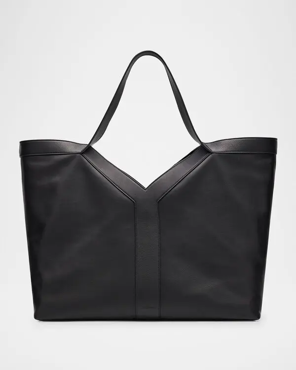 Saint Laurent Giant Y Grainy Leather Tote Bag - Black