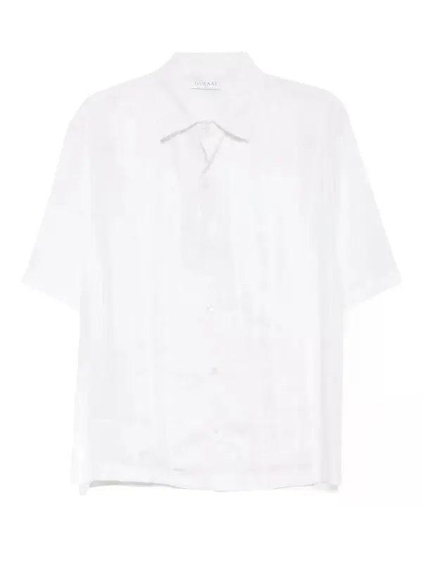 GUSARI Pleated Linen Shirt - White