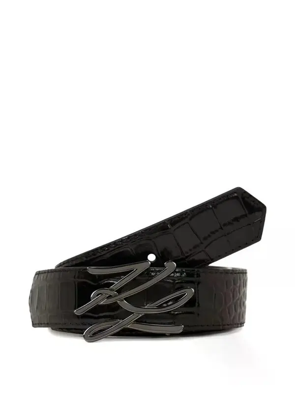 Karl Lagerfeld K/autograph Crocodile-embossed Belt - Black