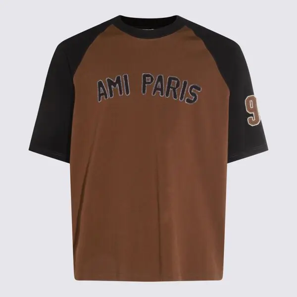 Ami Brown And Black Cotton T-shirt - Mutlicolor