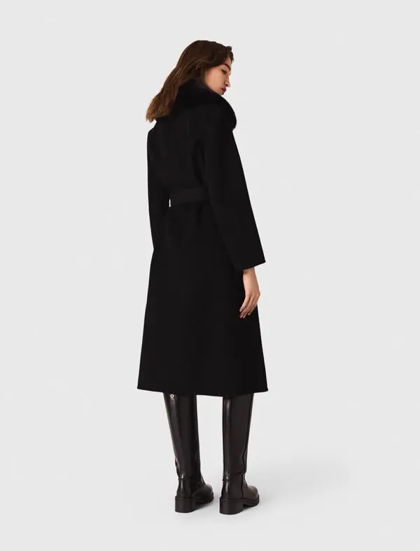 Maje Wool Double-faced Coat With Removable Collar