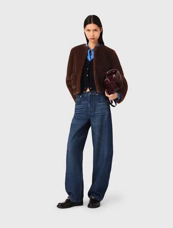 Maje Faux Fur Short Coat - Brown