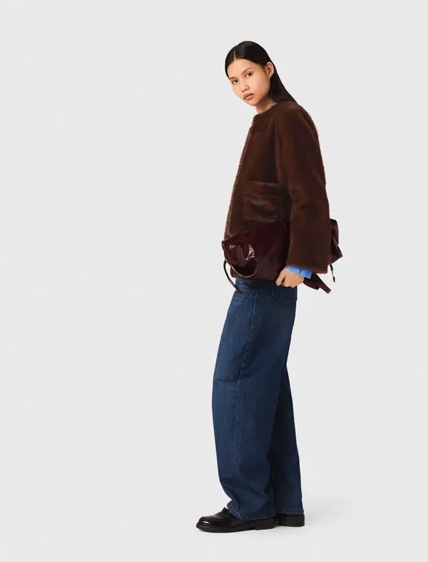 Maje Faux Fur Short Coat - Brown