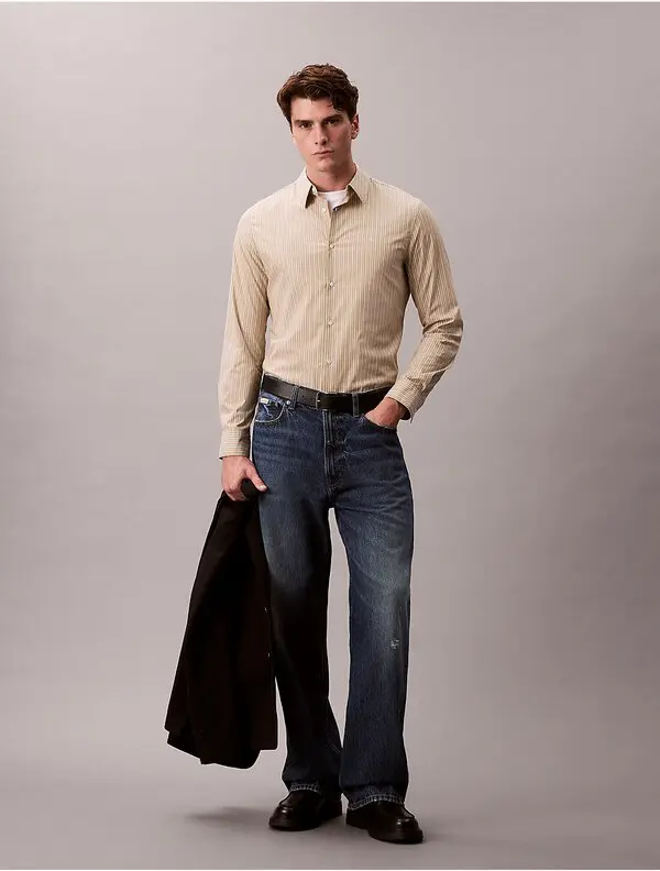 Calvin Klein Stripe Slim Stretch Button-down Shirt