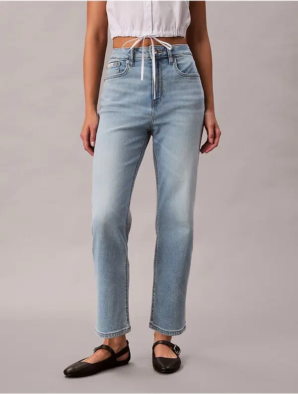 Calvin Klein Cropped High Rise Straight Jeans