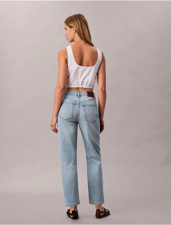 Calvin Klein Cropped High Rise Straight Jeans