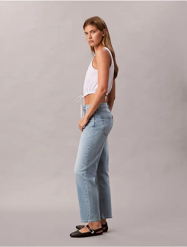 Calvin Klein Cropped High Rise Straight Jeans