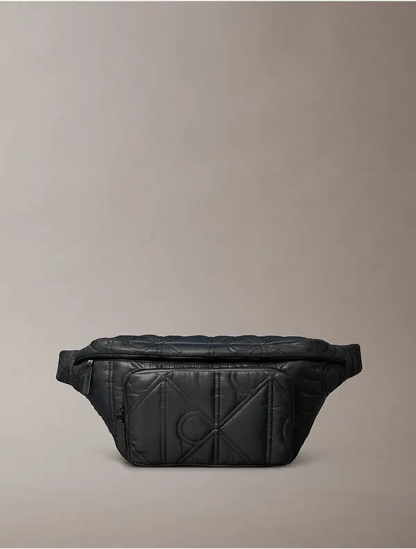 Calvin Klein Puffer Monogram Logo Sling Bag - Black