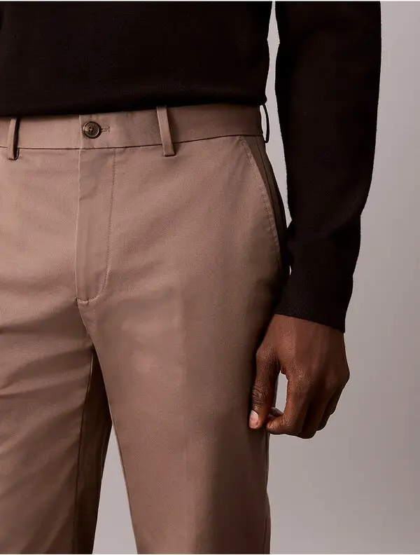Calvin Klein Cotton Stretch Slim Trousers - Falcon