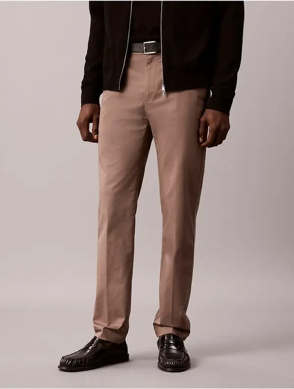 Calvin Klein Cotton Stretch Slim Trousers - Falcon