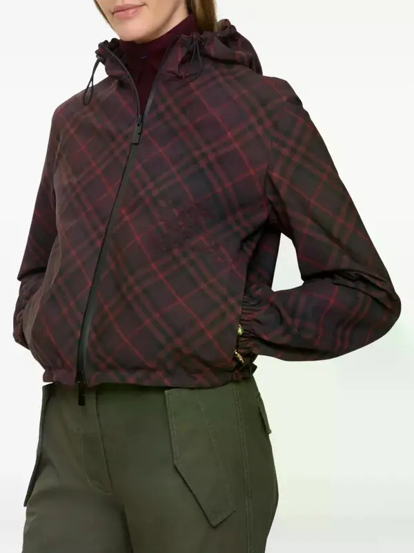 Burberry Check-pattern Cropped Jacket - Red