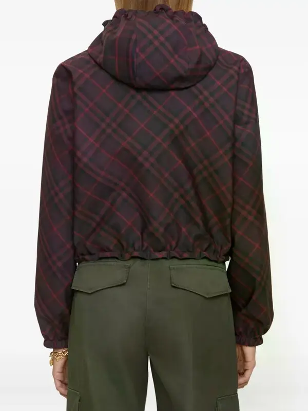 Burberry Check-pattern Cropped Jacket - Red